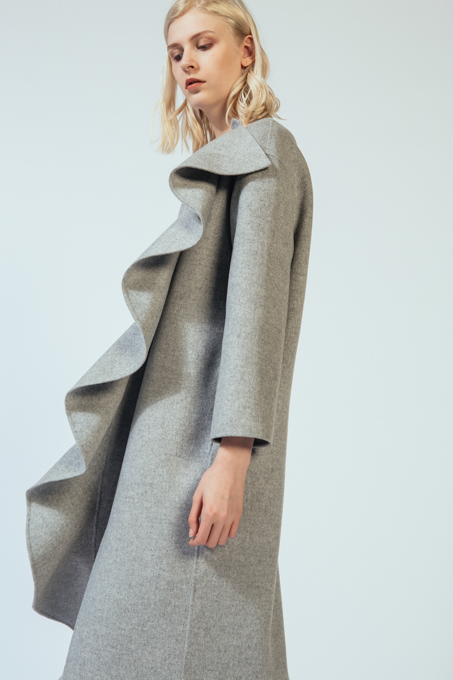 Double-faced wool ruffled coat - I M M I