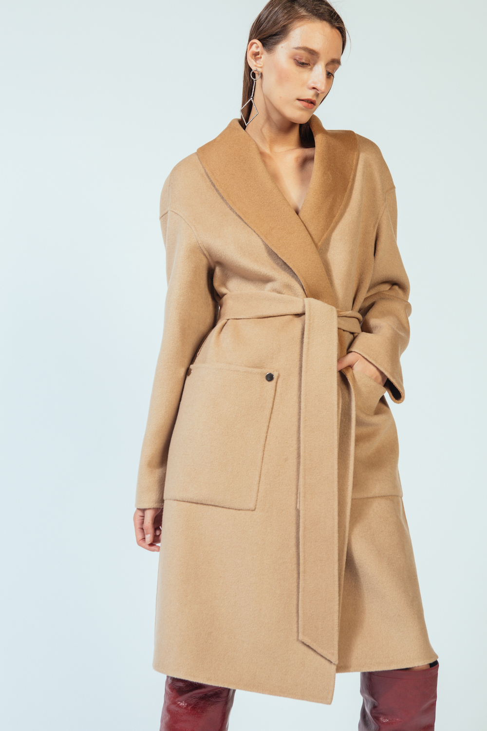Double-faced wool wrap coat - I M M I