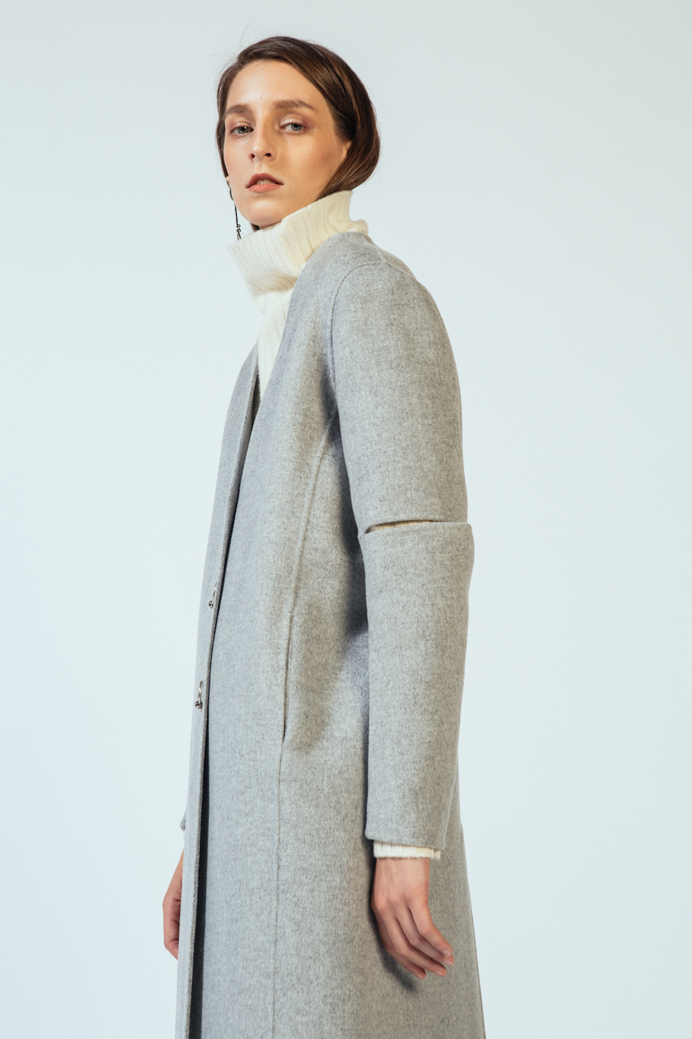Double-faced wool cut-out coat - I M M I