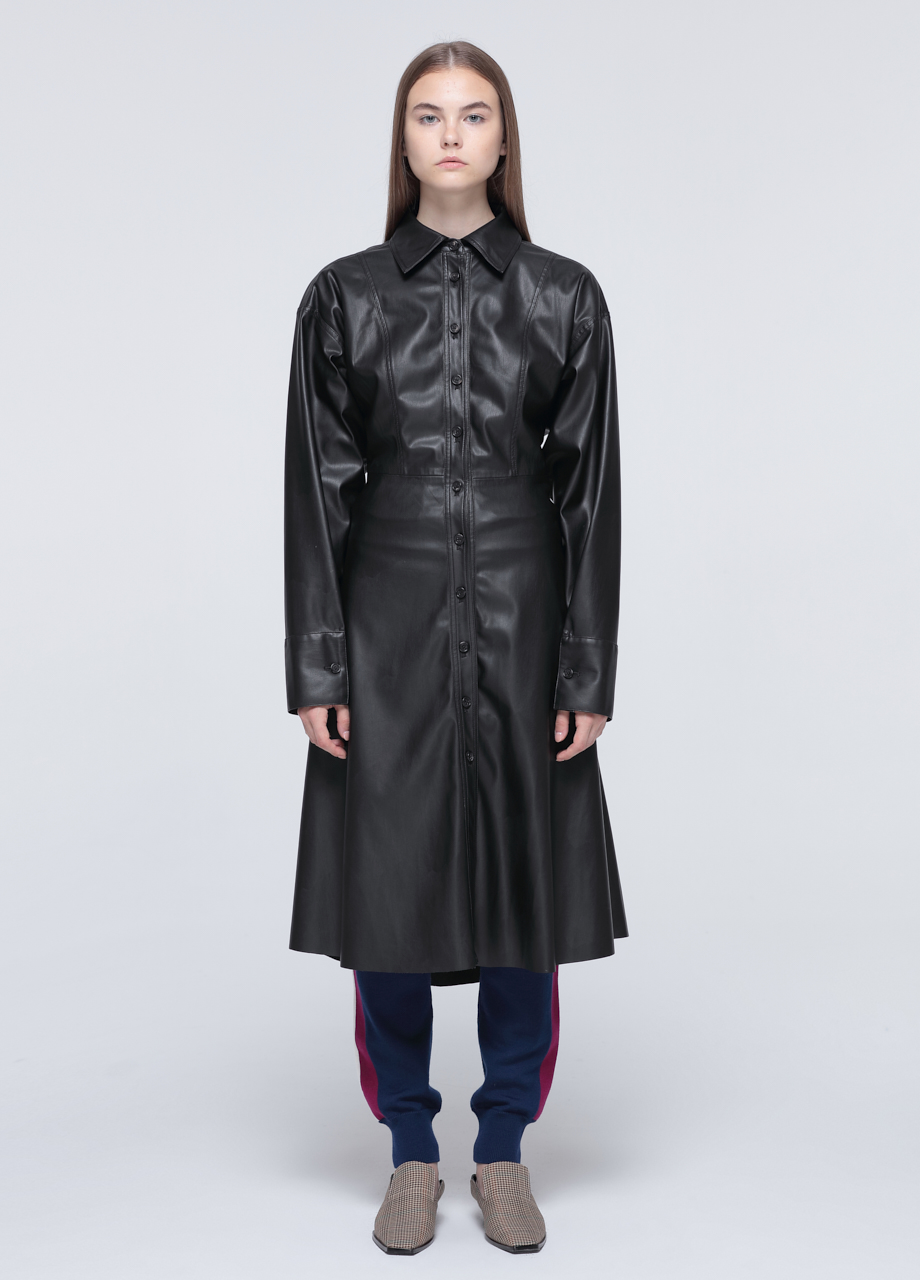 Gathered back PU dress - I M M I