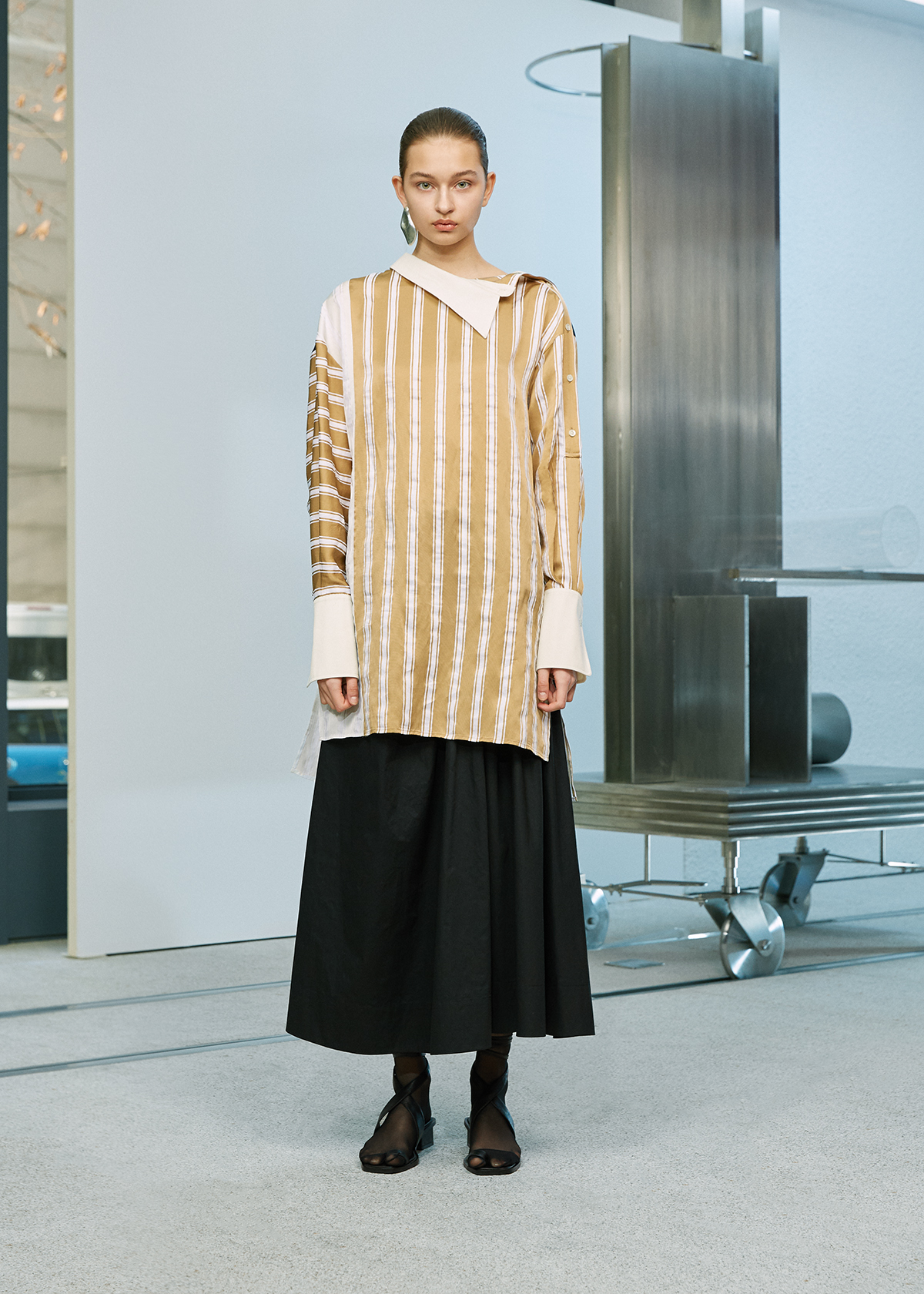 Striped copper ammonia Side placket shirt 191ST041X - I M M I